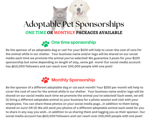 Sponsorship Opportunities – LIFE House for Animals